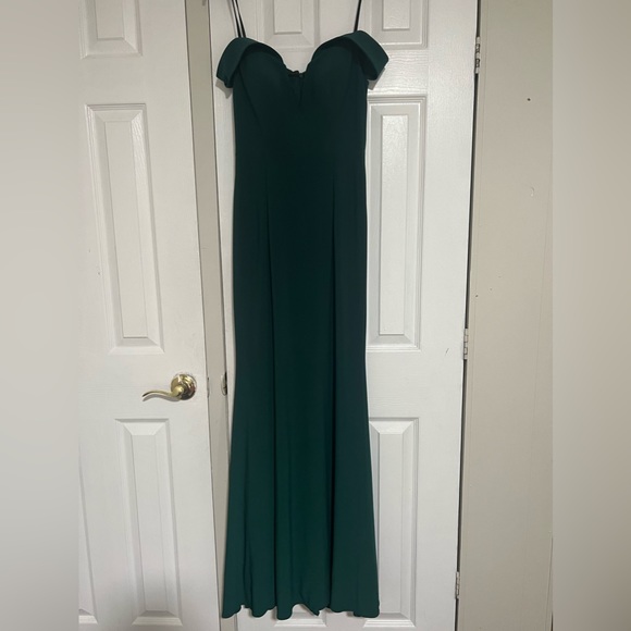 Xscape | Dresses | Emerald Green Off The Shoulder Gown | Poshmark